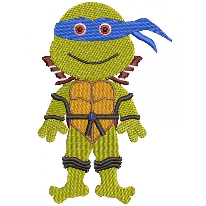 Leo Teenage Ninja Turtle Filled Machine Embroidery Design Digitized Pattern