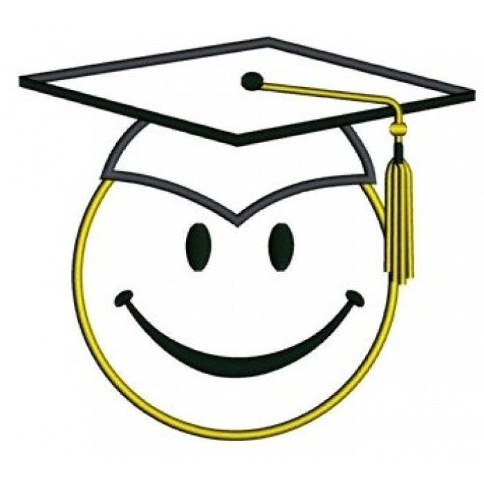 Smiley Face Graduation Applique Machine Embroidery Digitized Design ...