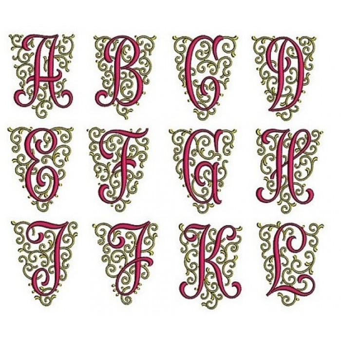 Fancy Font Monogram (A-Z) Machine Embroidery Design -Instant Download ...