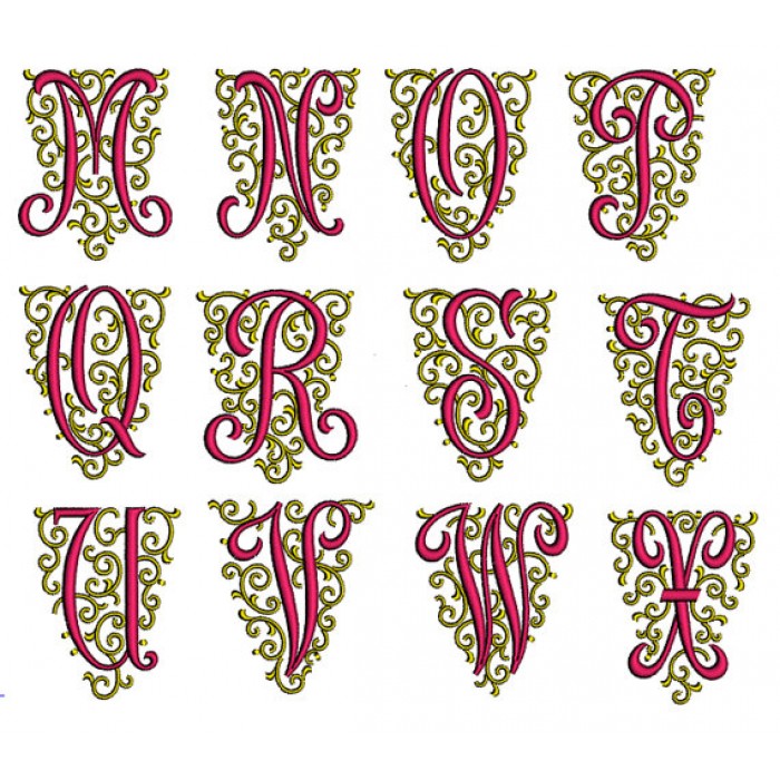 Fancy Font Monogram (A-Z) Machine Embroidery Design -Instant Download ...